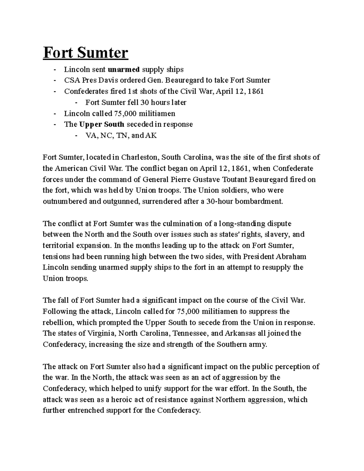 Fort Sumter influence in today's society key questions - Fort Sumter ...