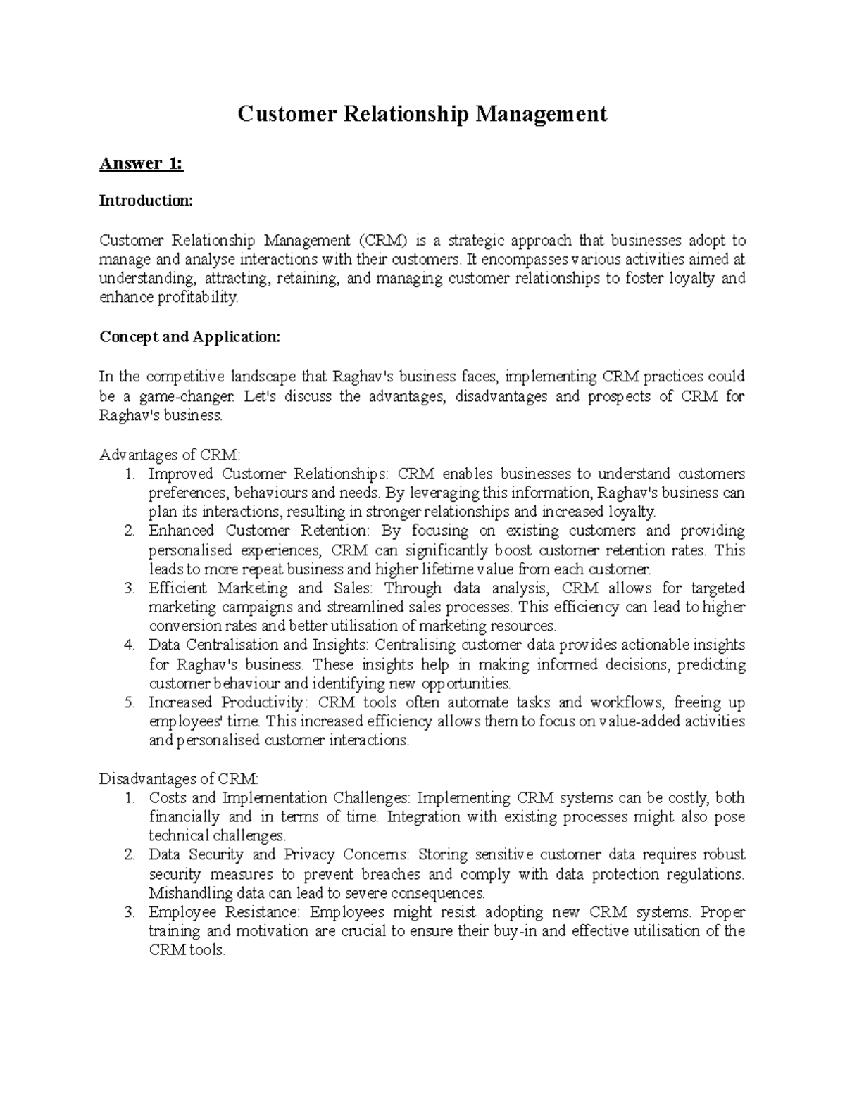 Customer Relationship Management - It encompasses various activities ...