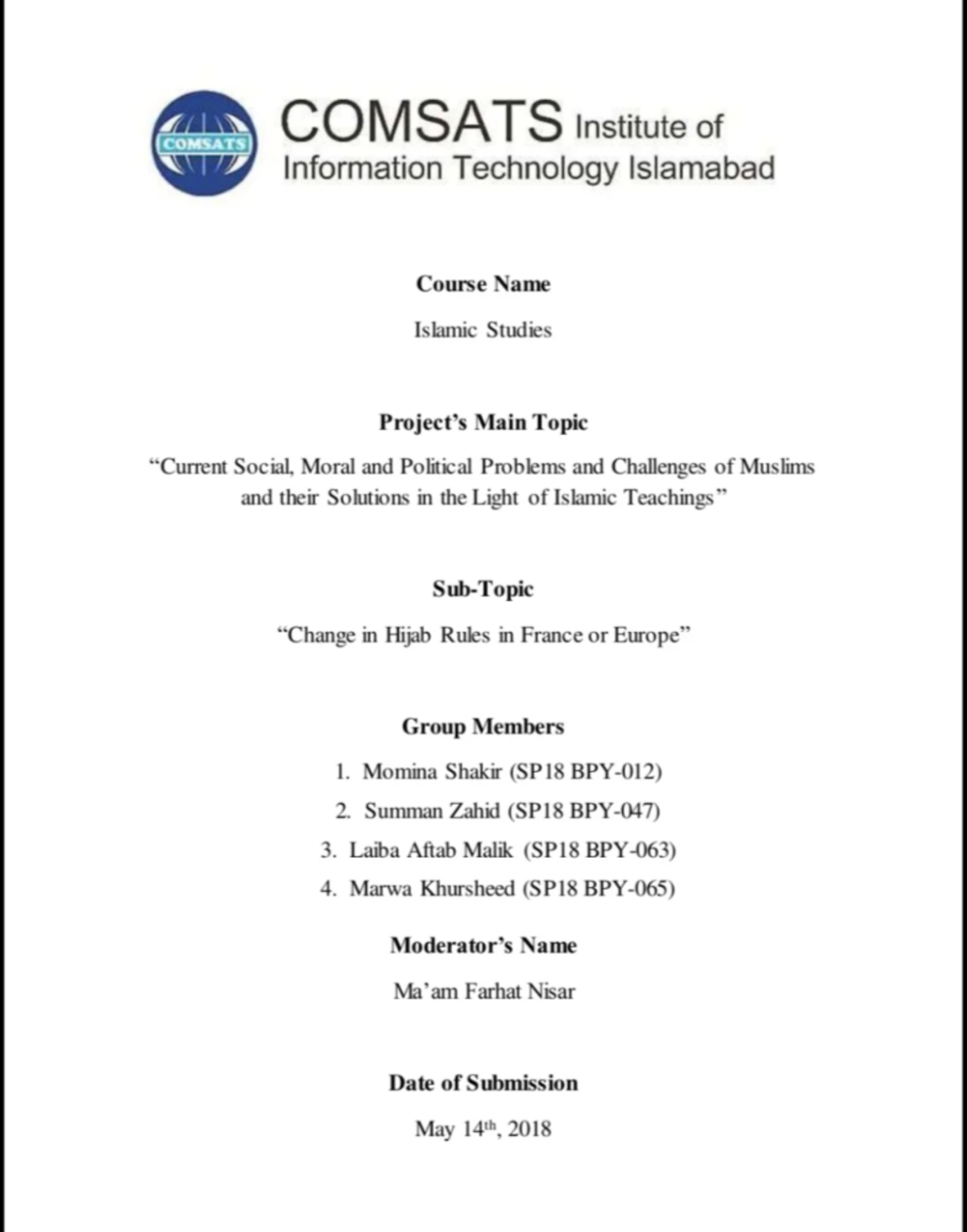 Scan 21 May 22 · 05·55·14 - Islamic Studies (HUM110) - Studocu