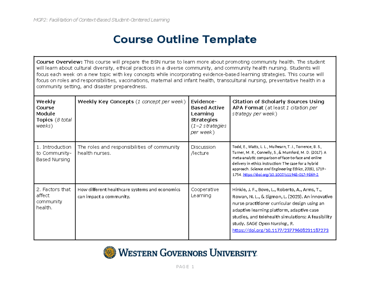 Course Outline C 919 - Course Outline Template Course Overview: This ...