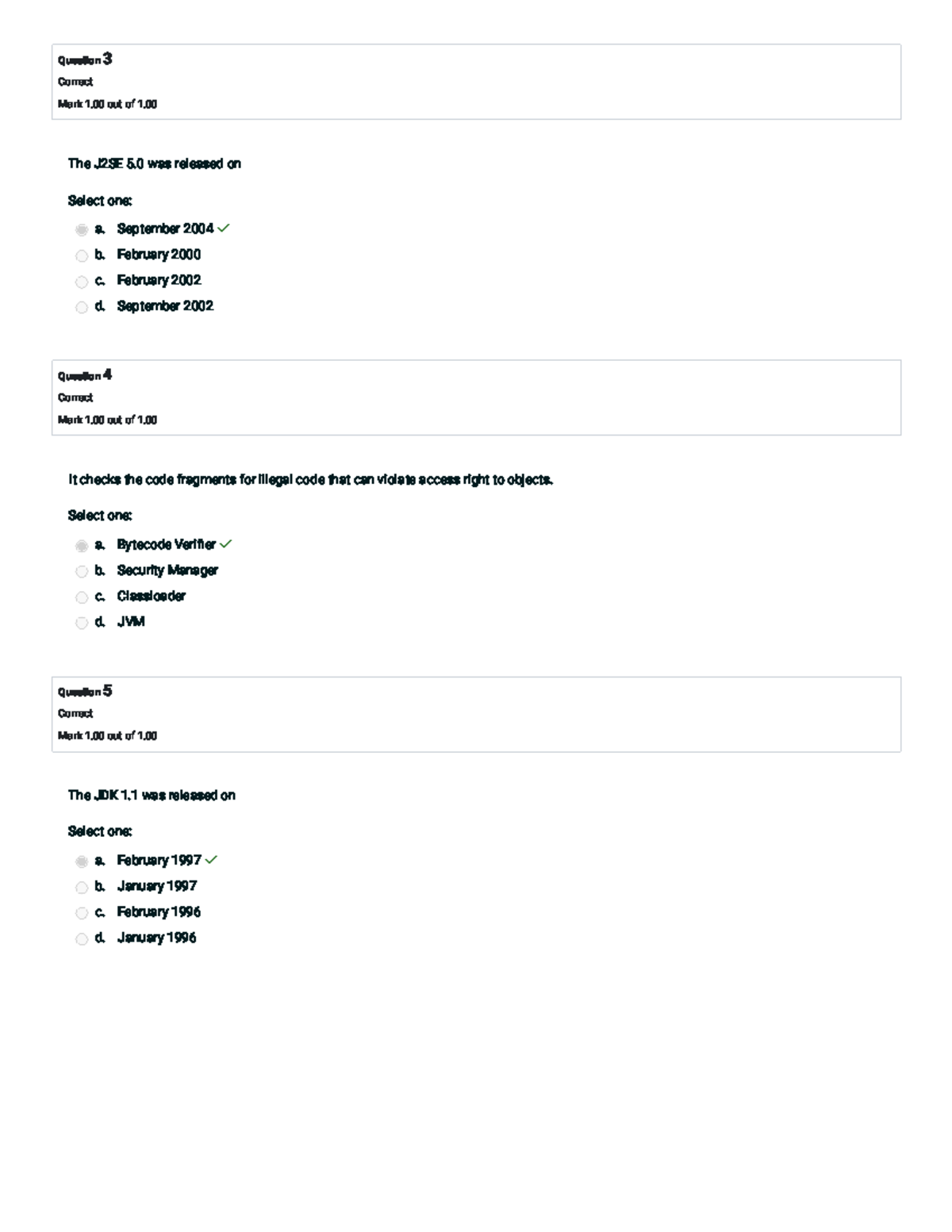 Prelim Quiz 1 Attempt review - Correct Mark 1 out of 1. Question 4 Correct Mark 1 out of 1 ...