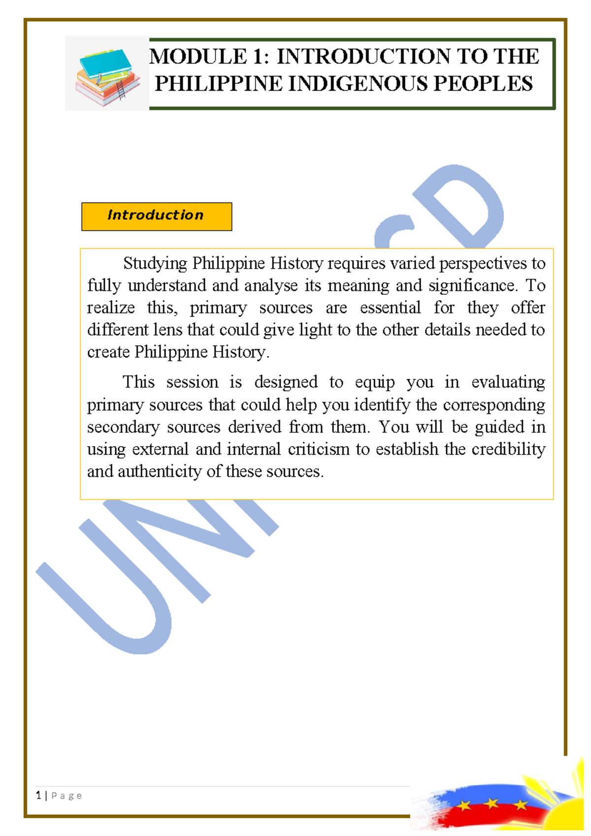 Module 1( Philippine Indigenous Communities) - MODULE 1: INTRODUCTION ...