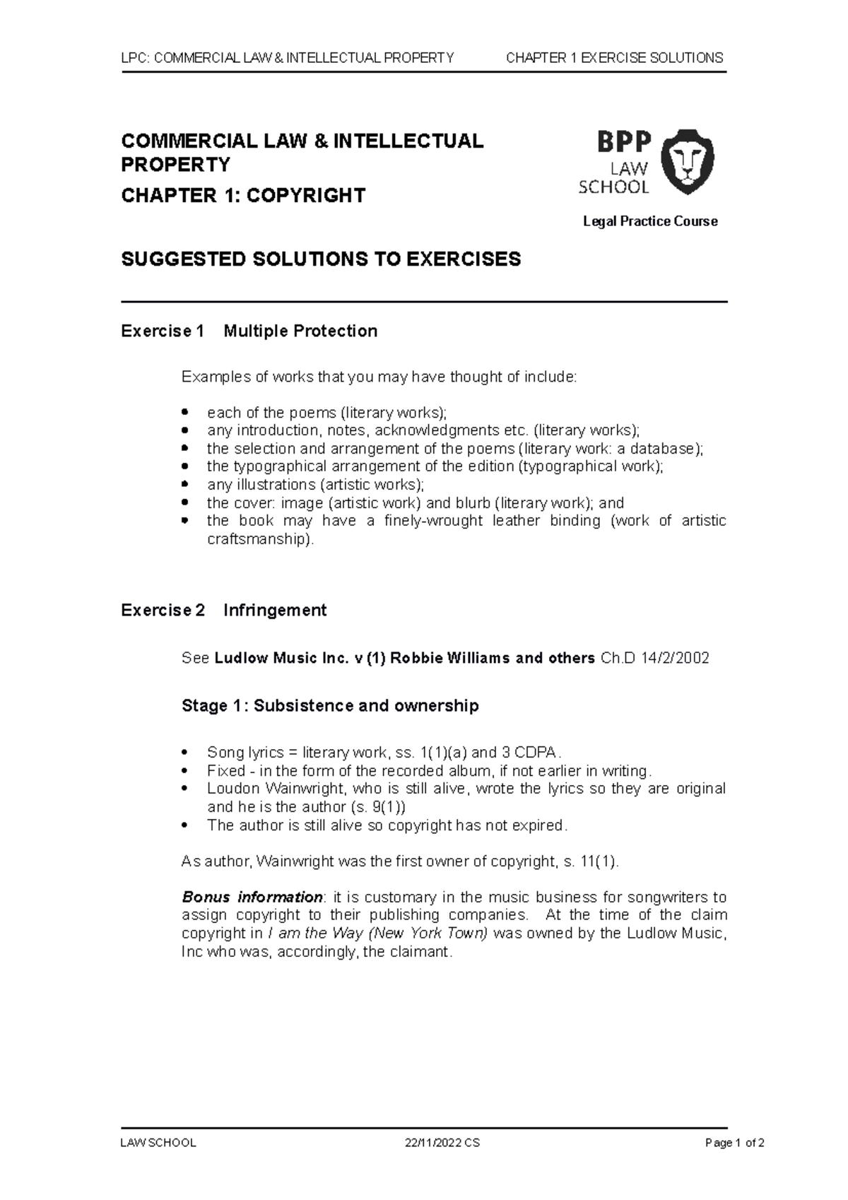 CLIP Chapter 1 Solutions 2023 - BPP - Studocu