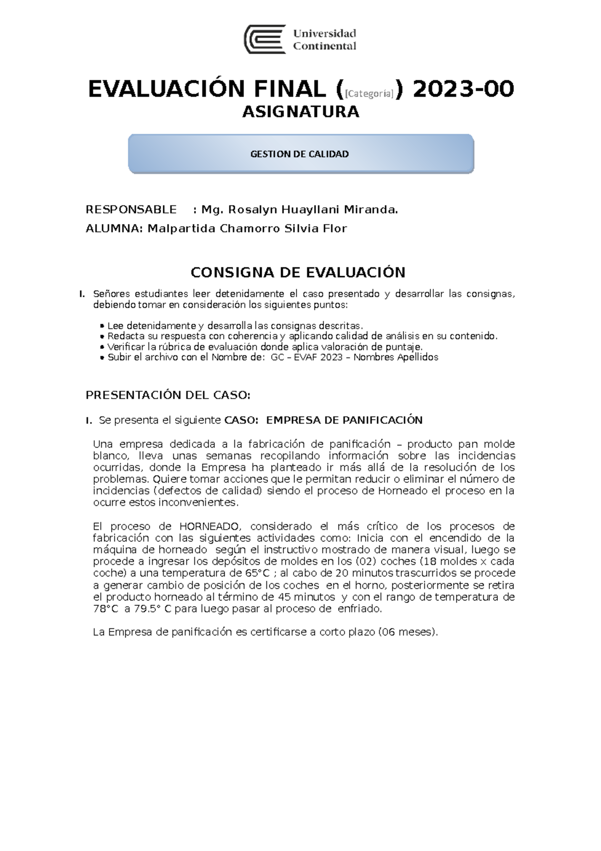 Examen Final GC Malpartida Chamorro Silvia FLOR - EVALUACIÓN FINAL ([Categoría]) 2023 ...