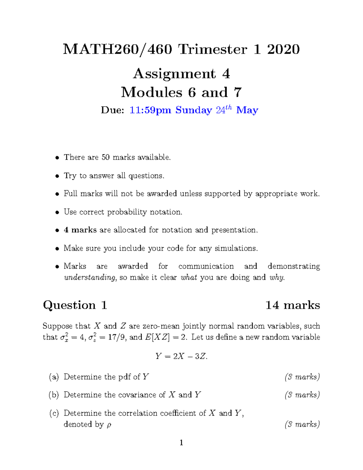 MATH260 Assignment 4 Problem Set 2020 - MATH260 - UNE - Studocu