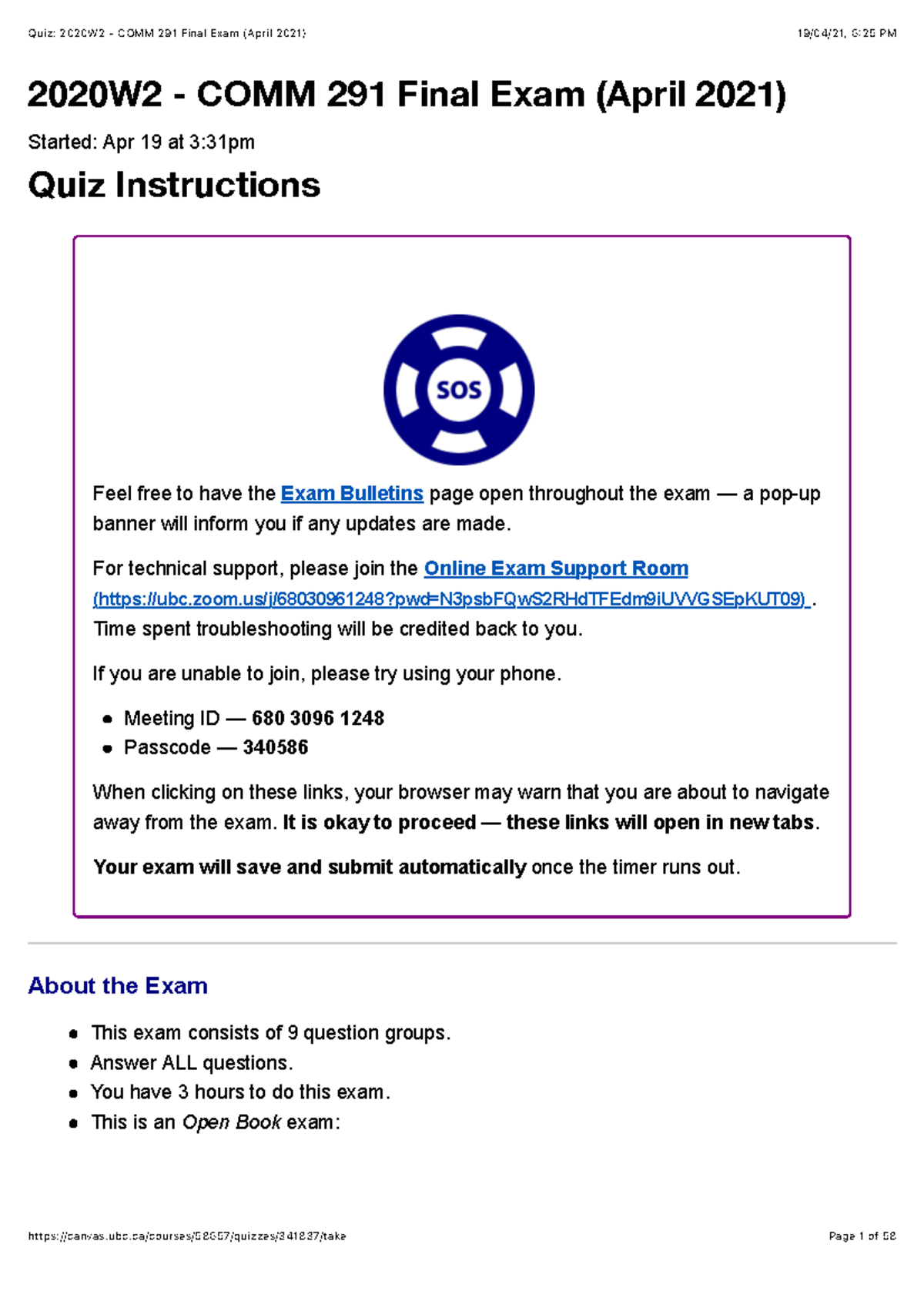 Solved final 2 - practice test - 2020W2 - COMM 291 Final Exam (April ...