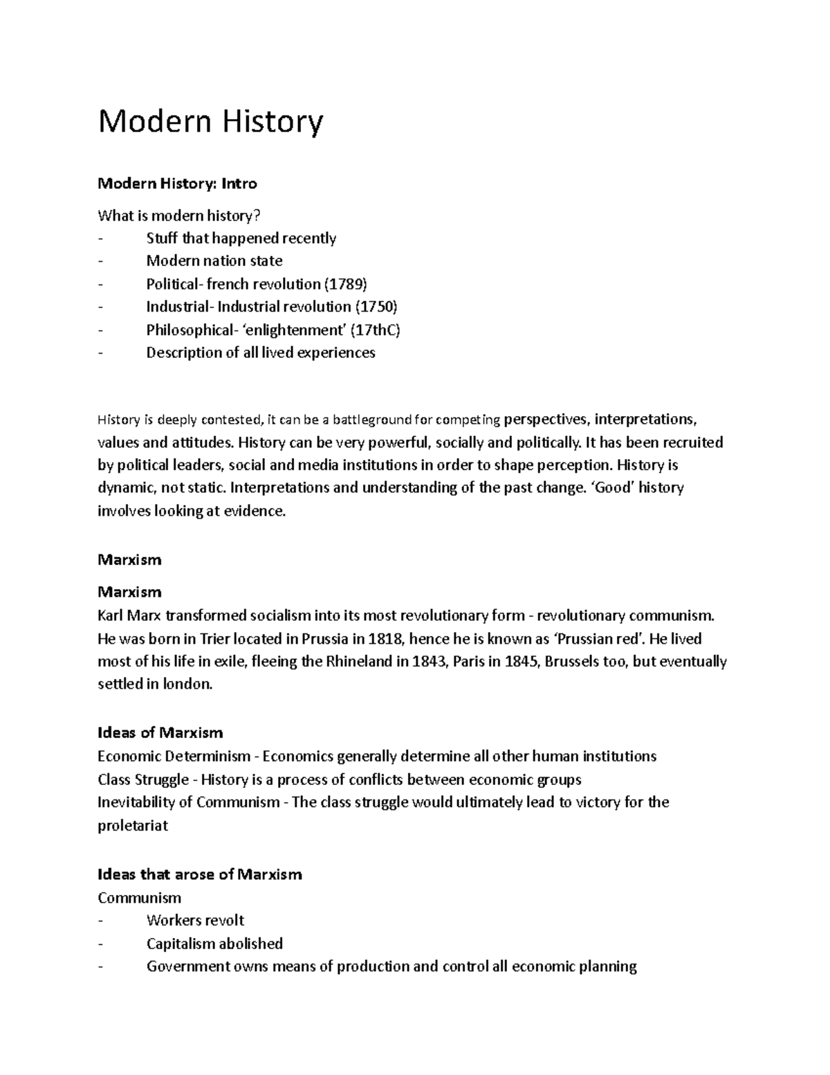 Modern History Study Notes - Romanov Dynasty, WW1 and Arab-Israeli ...