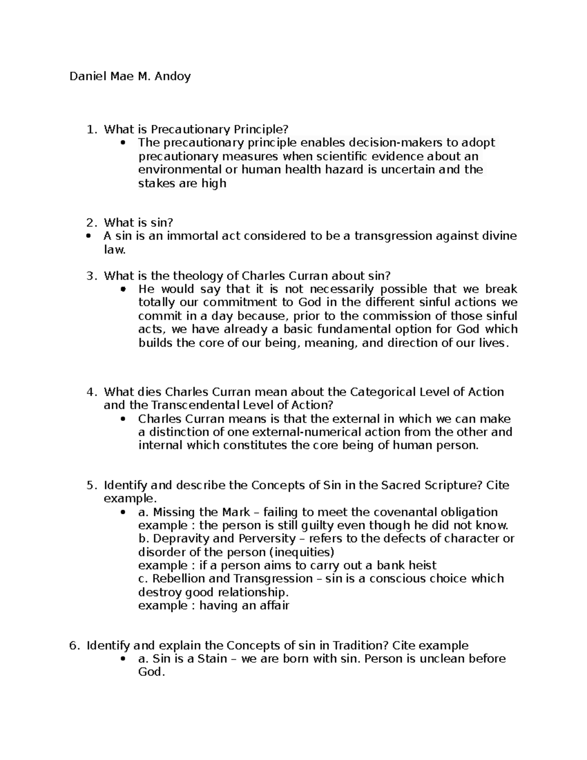 Precautionary Principle Example