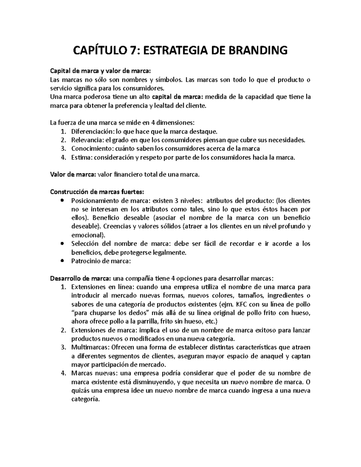 CAPÍTULO 7 - apunte - CAPÍTULO 7: ESTRATEGIA DE BRANDING Capital de ...