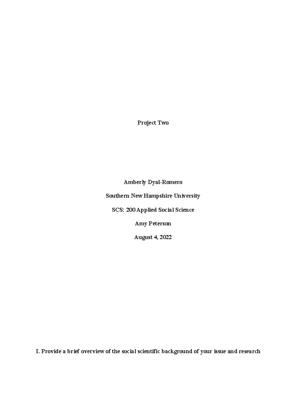 SCS-200-Project Two - FOR ANYONE TO USE - Project Two Amberly Dyal ...