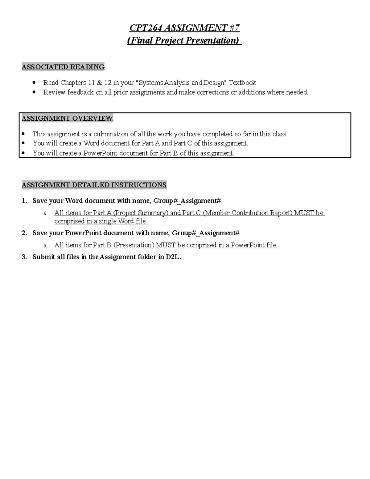 CPT 264 Assignment 7 - CPT264 ASSIGNMENT (Final Project Presentation ...