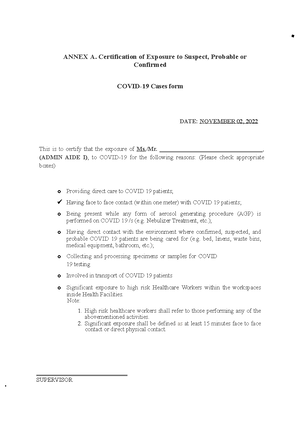 Annex A (Certificate of exposure) - Copy - ANNEX A. Certification of ...