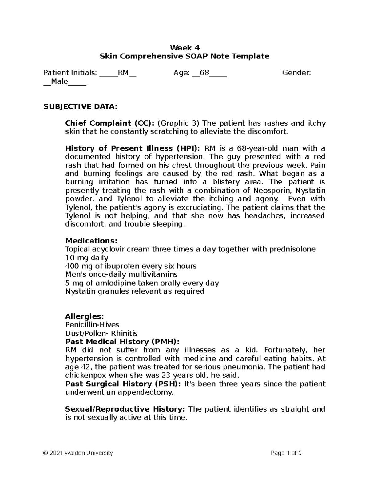 WK4Assgn 1+Patel+R - FNP - Week 4 Skin Comprehensive SOAP Note Template ...