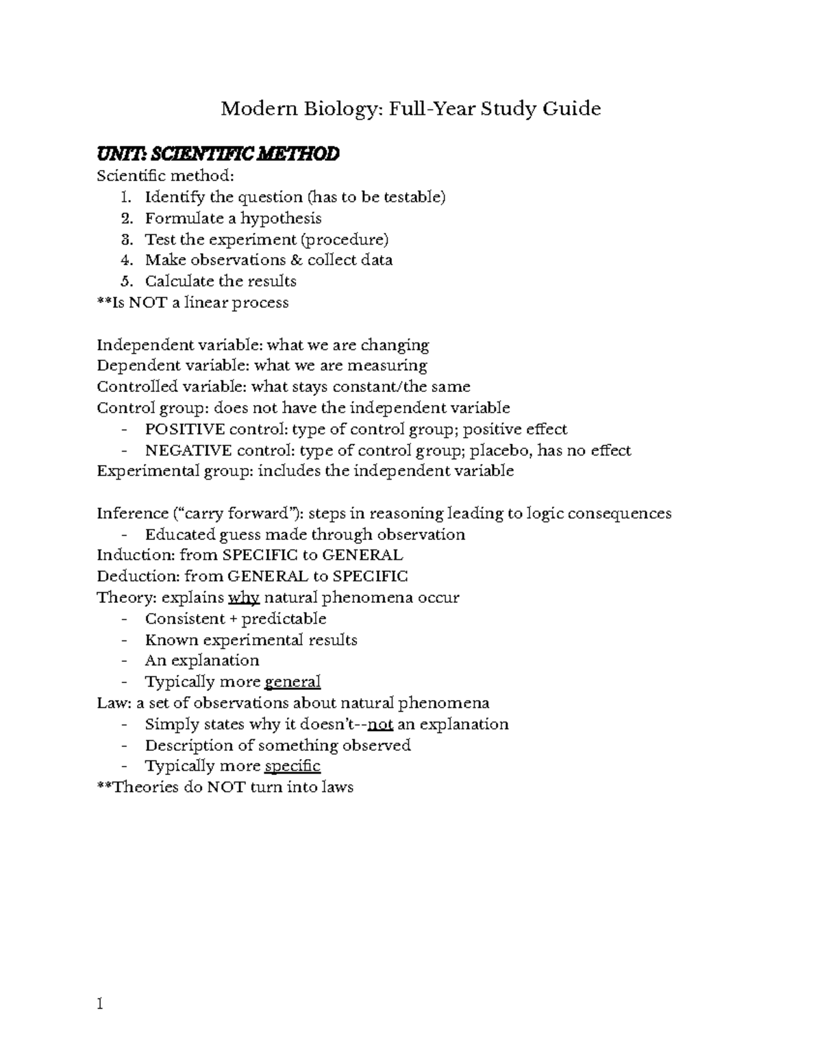 (Copy of) Biology Full-Year Study Guide - Modern Biology: Full-Year ...