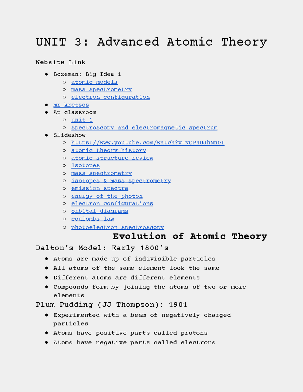AP CHEM Unit 3 Study Guide - UNIT 3: Advanced Atomic Theory Website ...