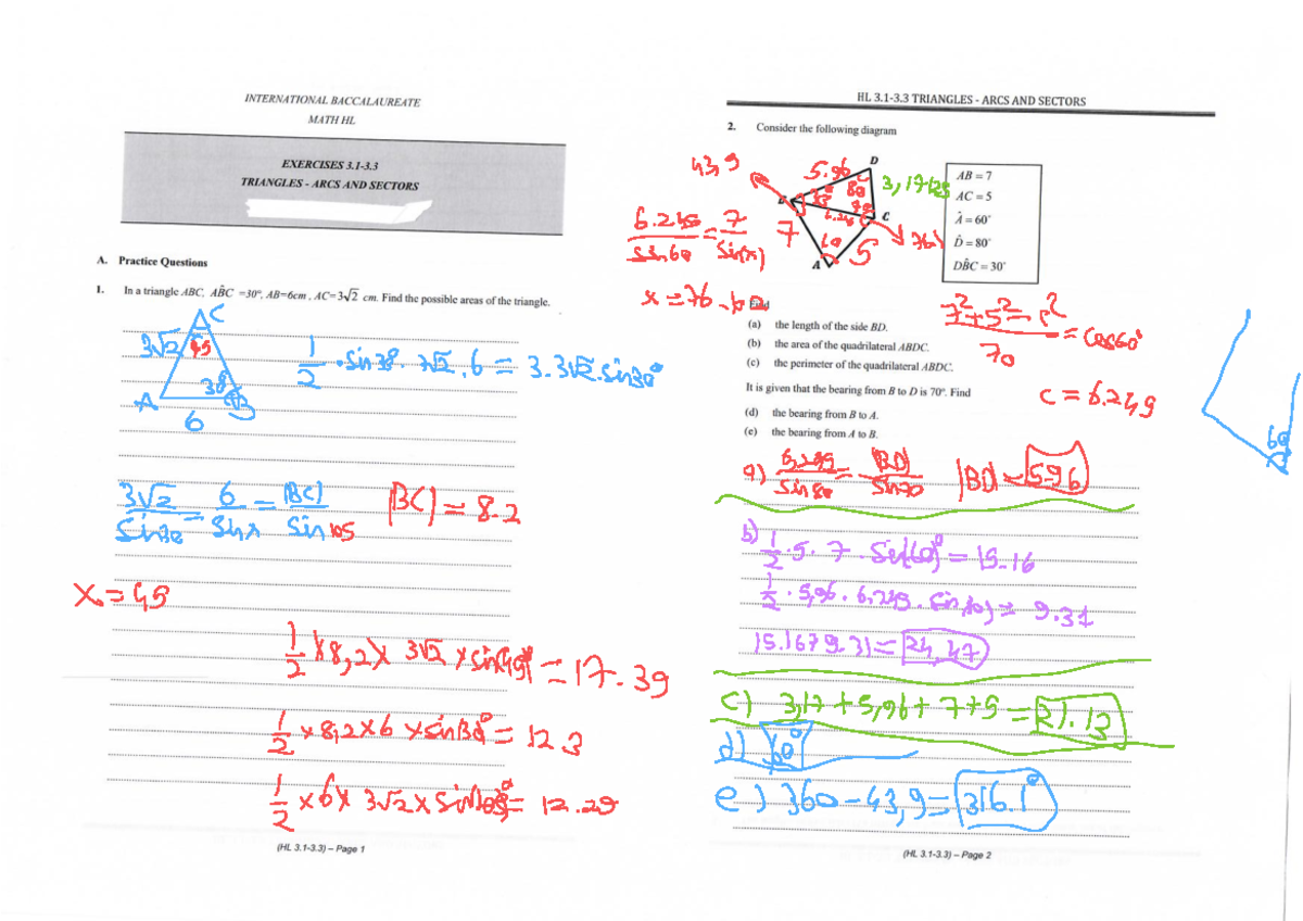 Triangle -Arcs - The math notes i took. - Matematika IA - Studocu