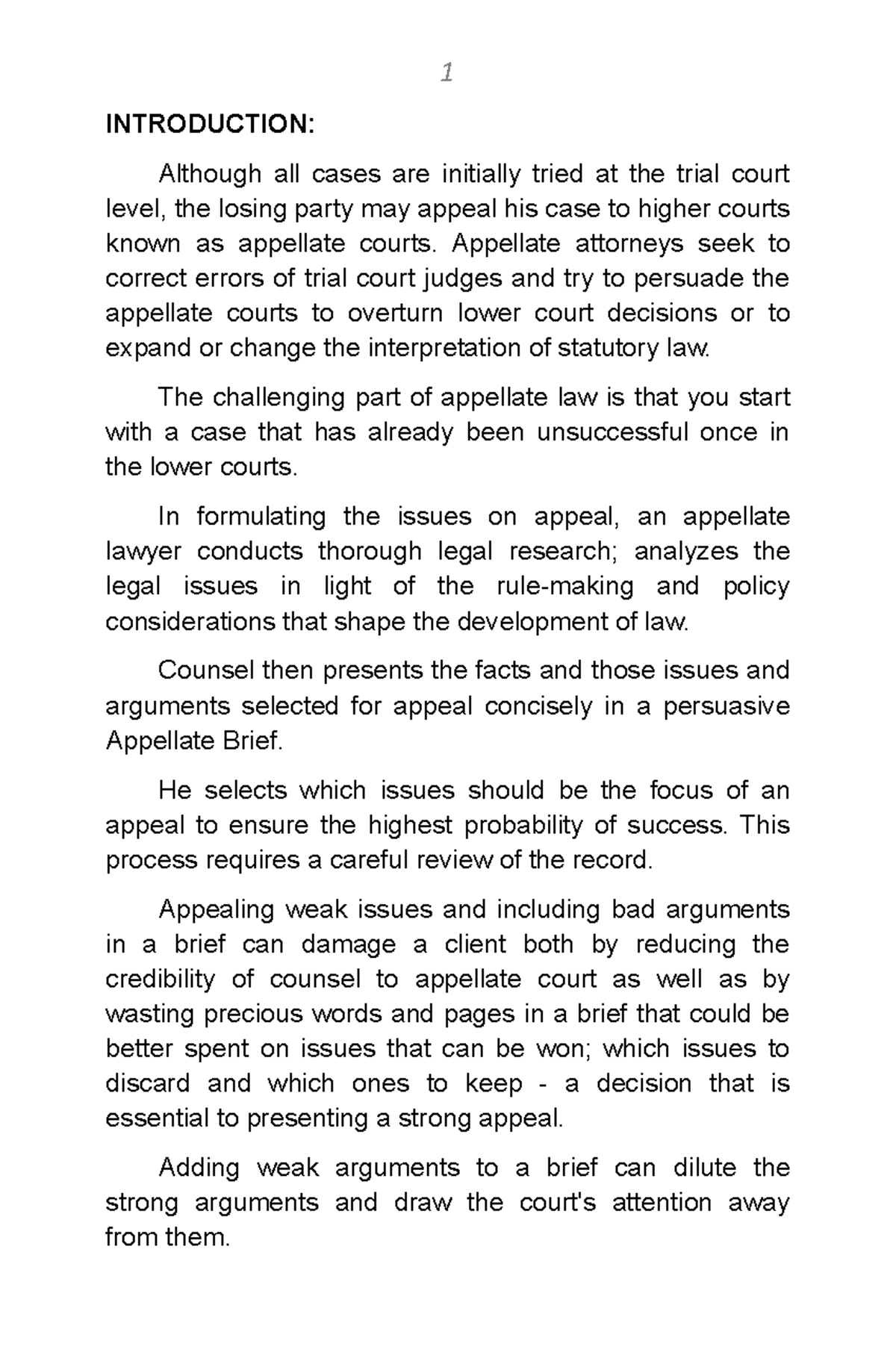 Practical Tips Writing Brief etc3 - INTRODUCTION: Although all cases ...