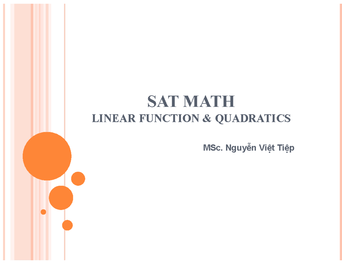 SAT MATH Chapter 12 13 14 15 - SAT MATH LINEAR FUNCTION & QUADRATICS ...