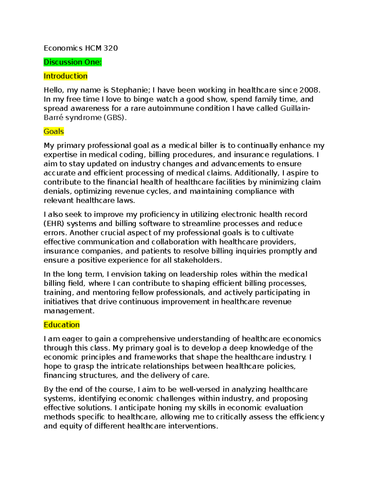 Economics HCM 320 Discussion POST WEEK ONE - Economics HCM 320 ...