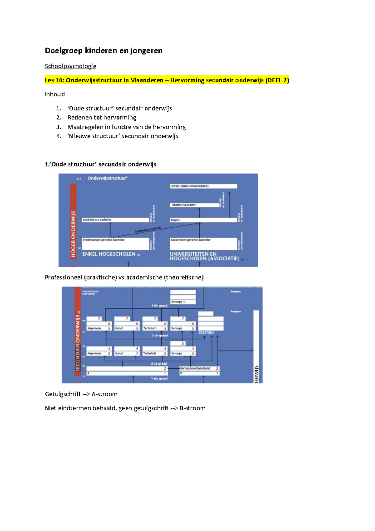 Doelgroep kinderen en jongeren Les 10 - Onderwijsstructuur in ...