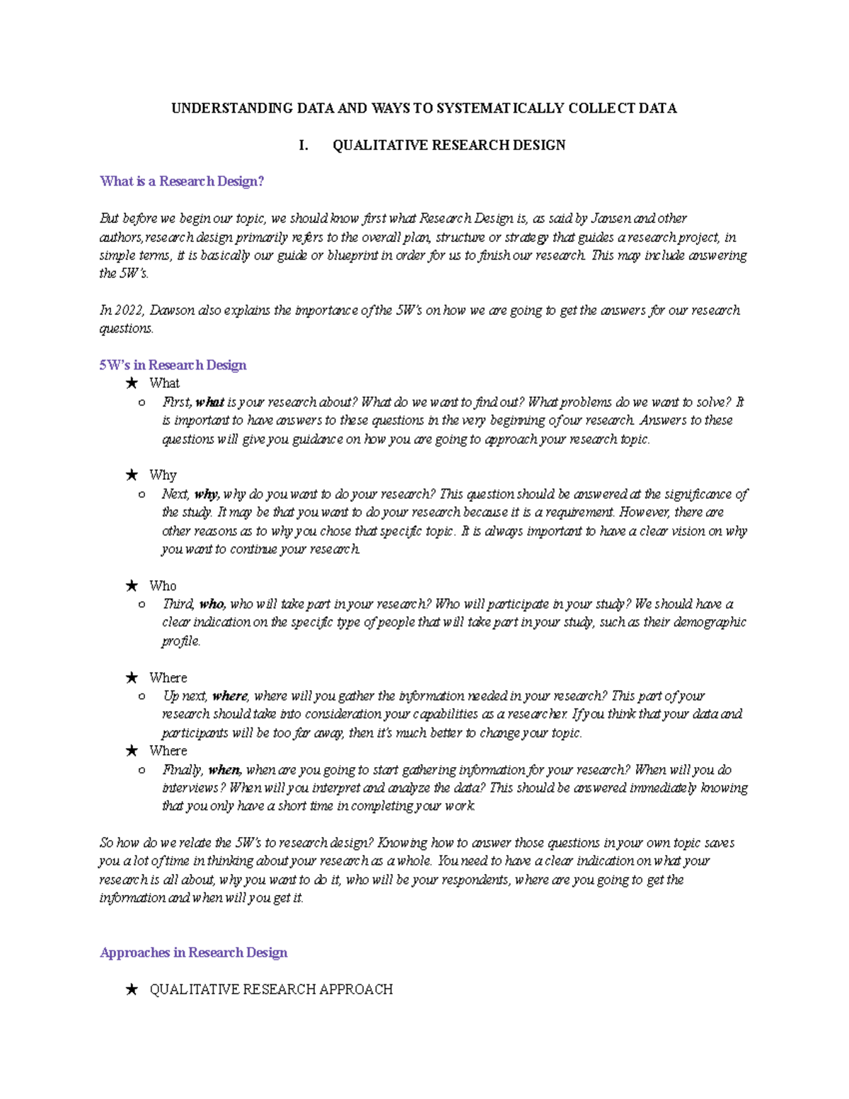 Understanding Data and Ways to Systematically Collect Data ...