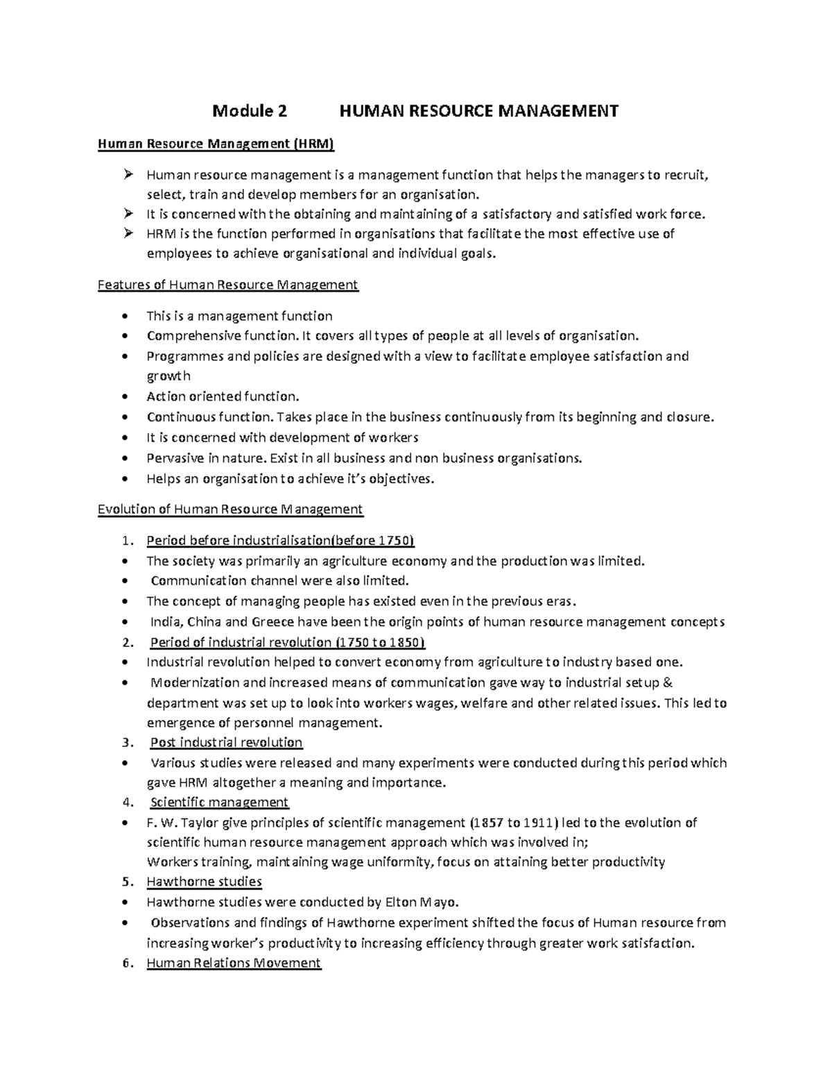 Module 2 Human Resource Management - Module 2 HUMAN RESOURCE MANAGEMENT ...