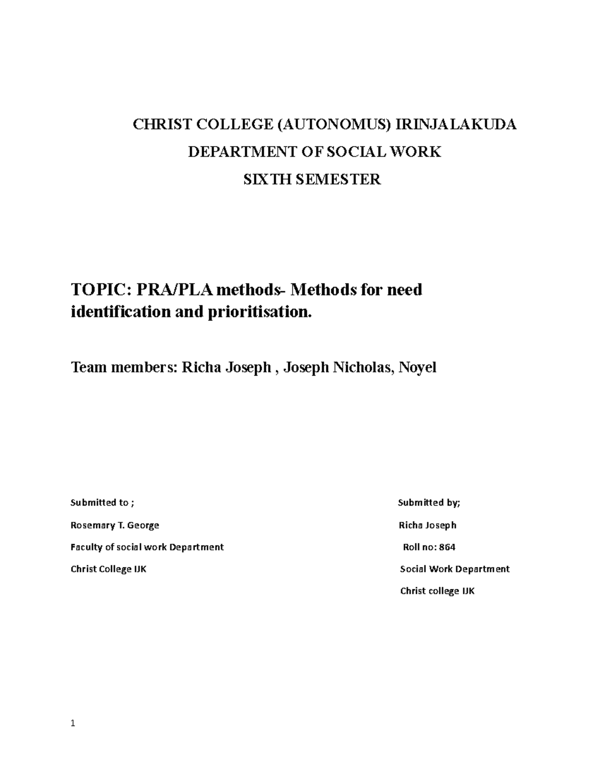 PRA Methods- Methods FOR NEED Identification AND Prioritisation Richa ...