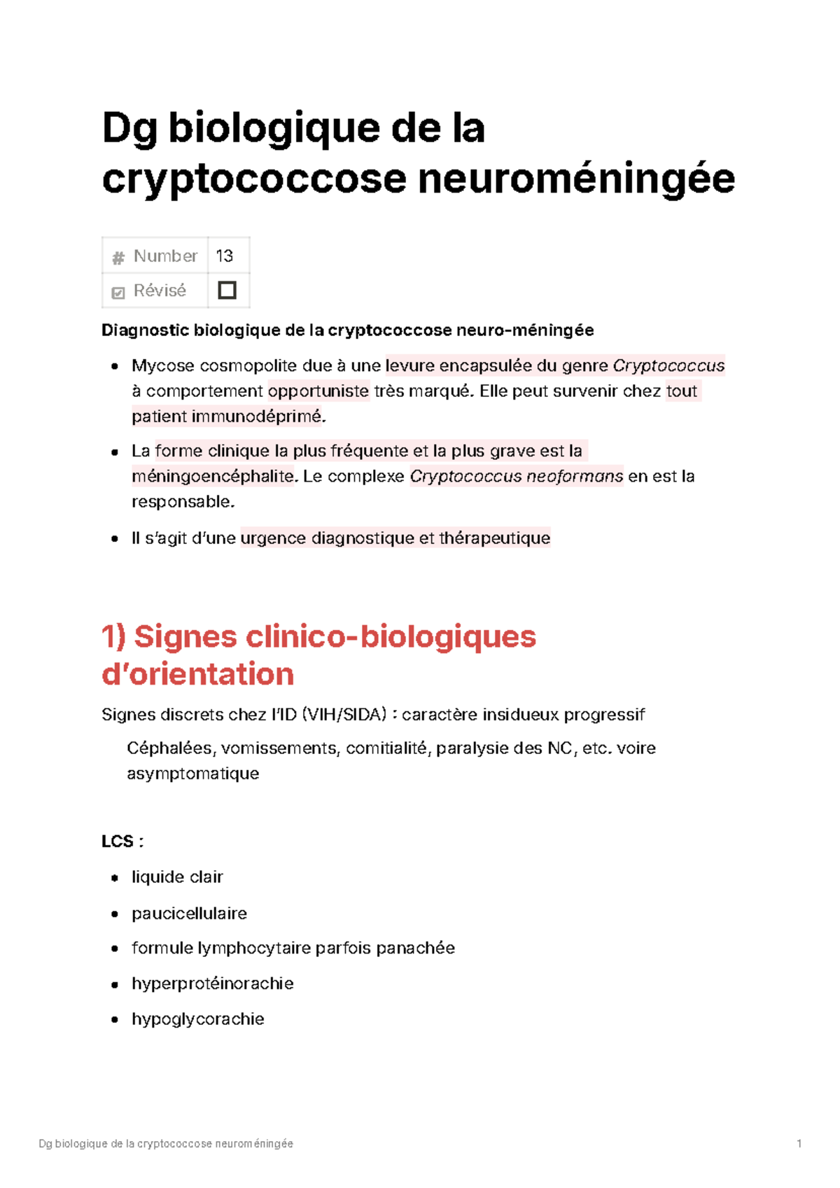 Dg biologique de la cryptococcose neuroméningé - Dg biologique de la ...
