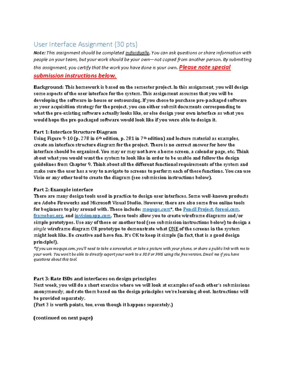 Instructions - UI - User Interface Assignment (30 pts) Note: This assignment should be completed ...