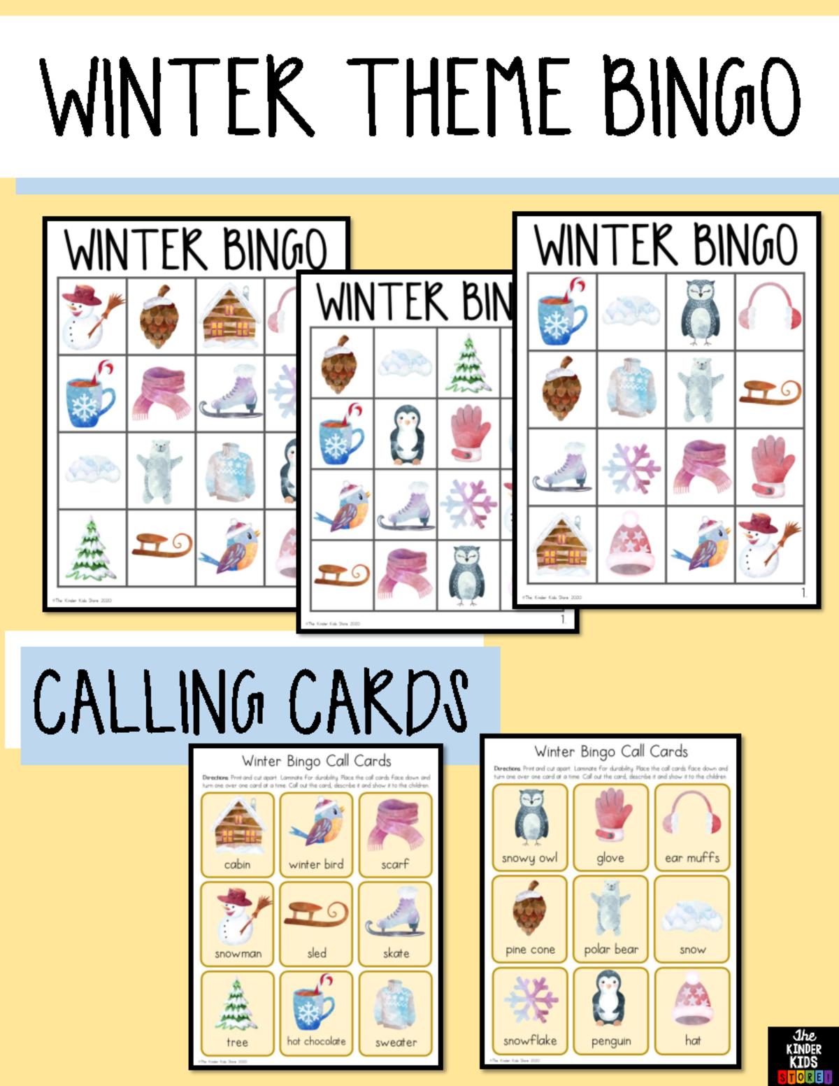 First Dayof Winter Bingo Game-1 - WINTER THEME BINGO CALLING CARDS ...