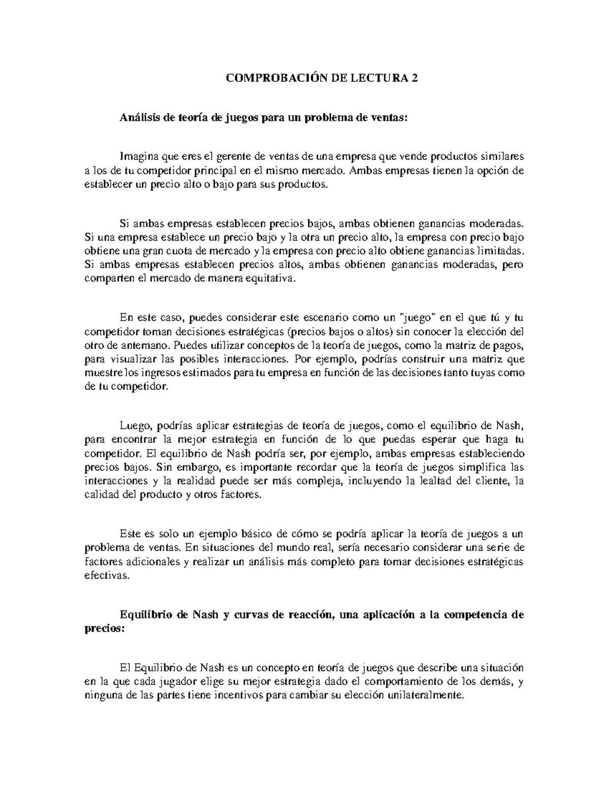 Comprobación DE Lectura 2 - COMPROBACIÓN DE LECTURA 2 Análisis de ...