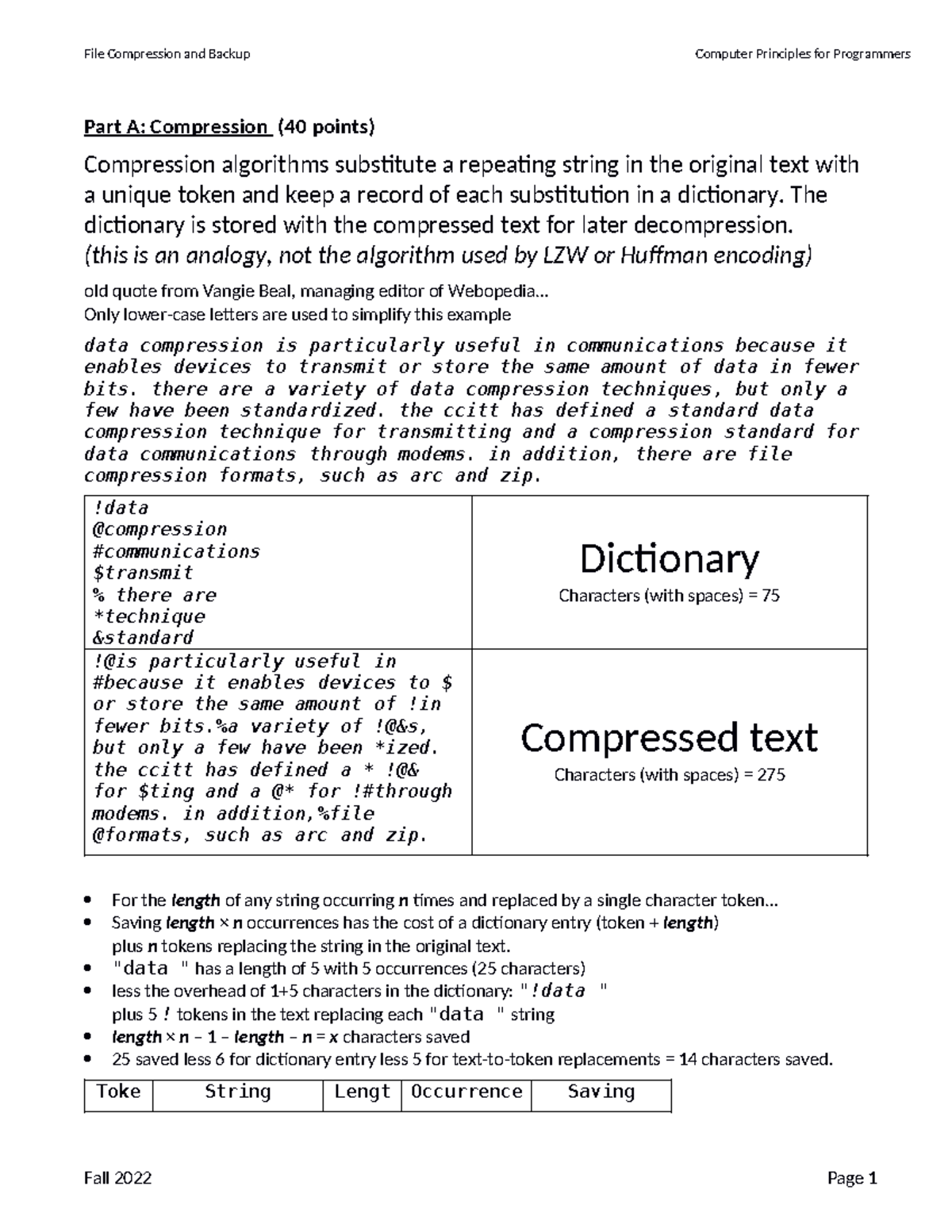 Cp4p Compression Backup Activity Instructions Part A Compression 40 Points Compression