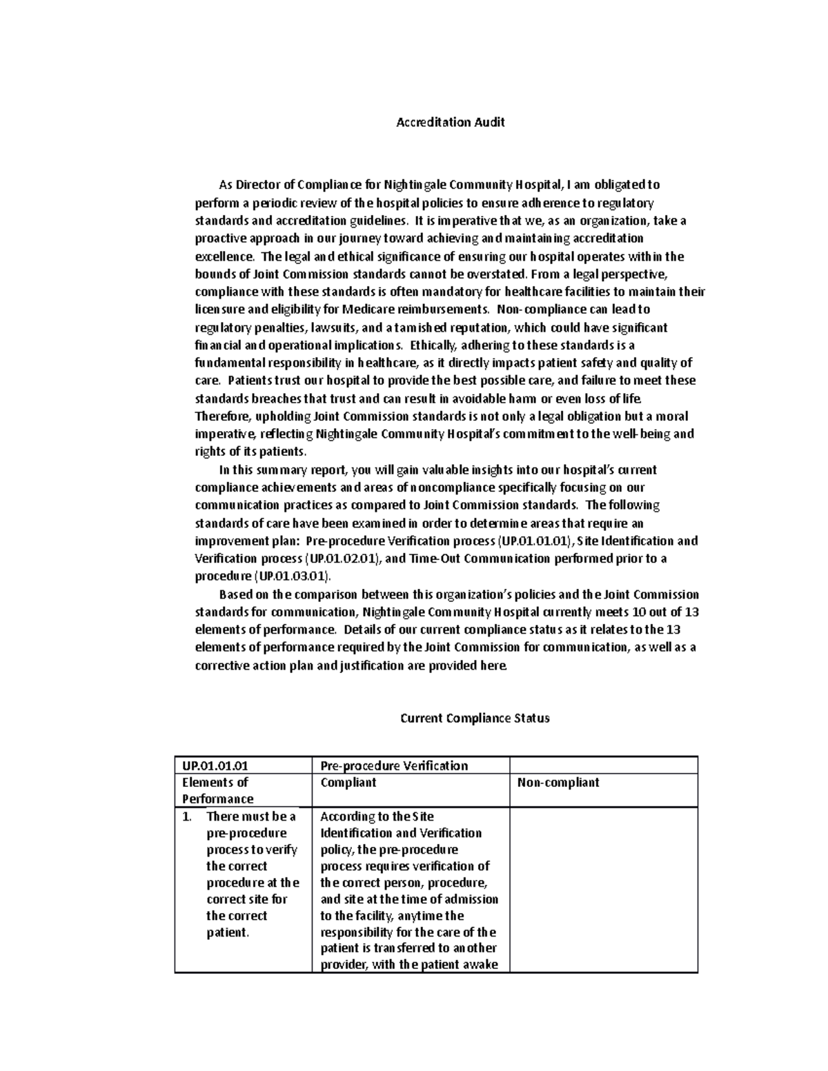 AFT2 Task 1 accreditation audit - Accreditation Audit As Director of ...