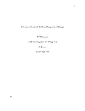 C432 - Passed first attempt - C432 – Healthcare Management and Strategy ...