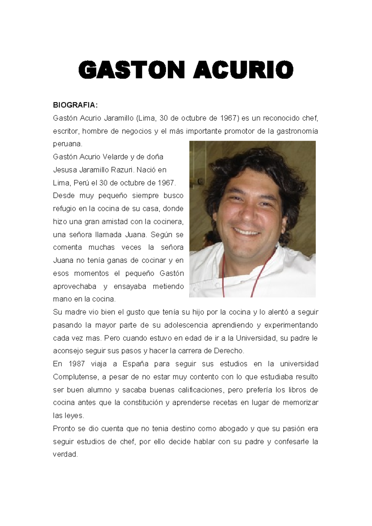 Gaston Acurio - APUNTES - GASTON ACURIO BIOGRAFIA: Gastón Acurio ...