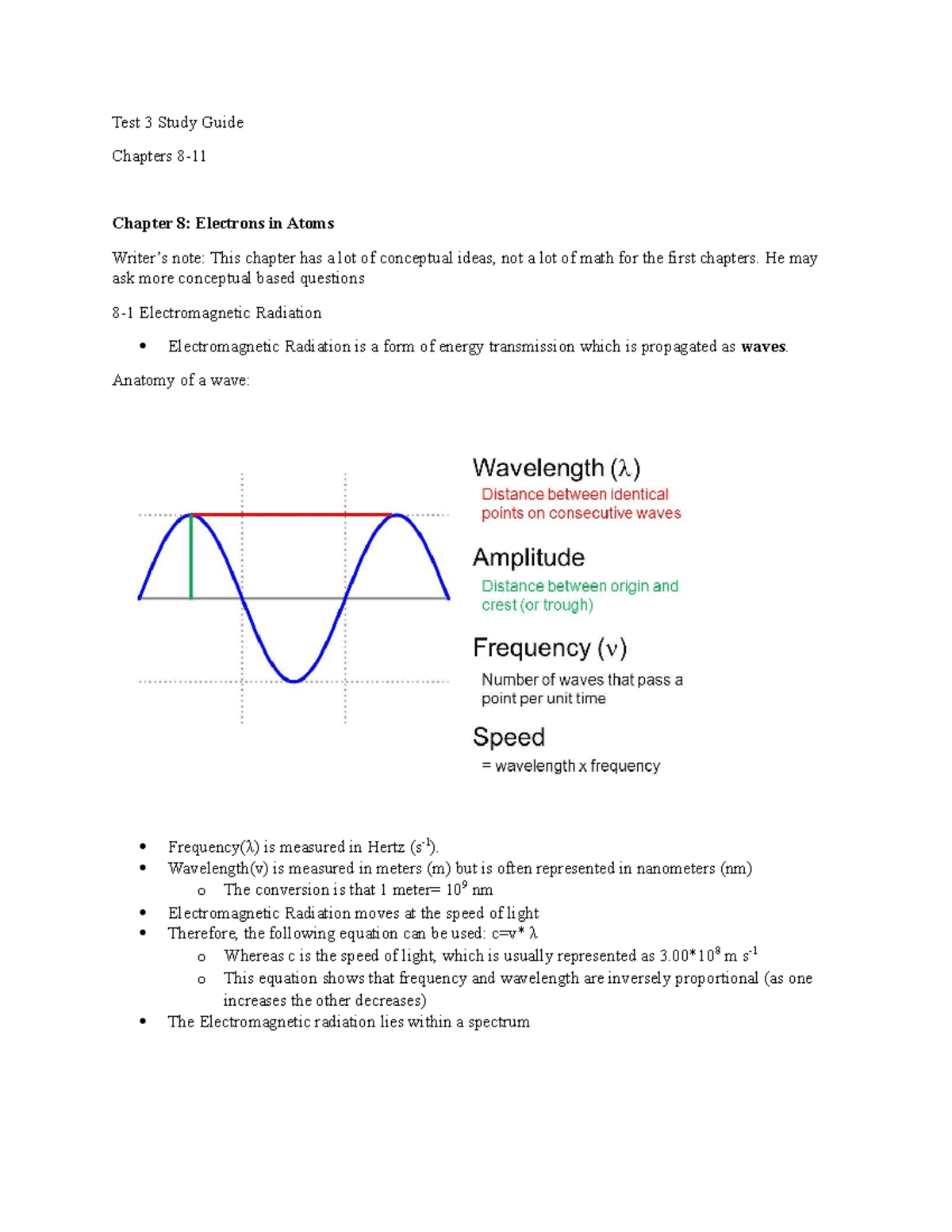 Test 3 Study Guide - Test 3 Study Guide Chapters 8- Chapter 8 ...