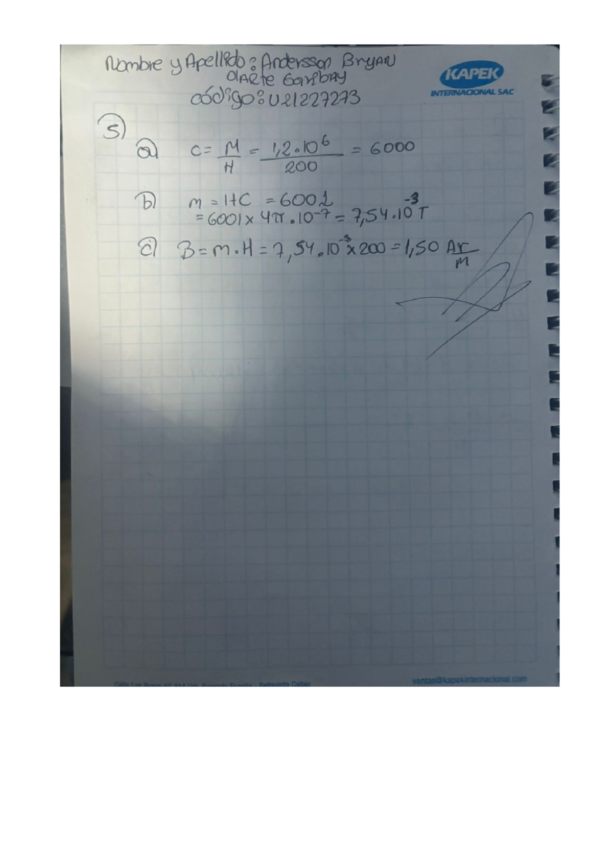 Tarea Ejercicio 5 Y 6 - materiales electricos - Nambre yApellido ...