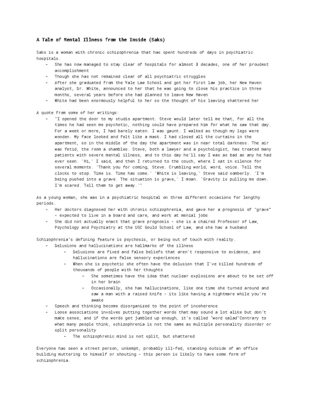 A Tale of Mental Illness from the Inside - She has now managed to stay ...