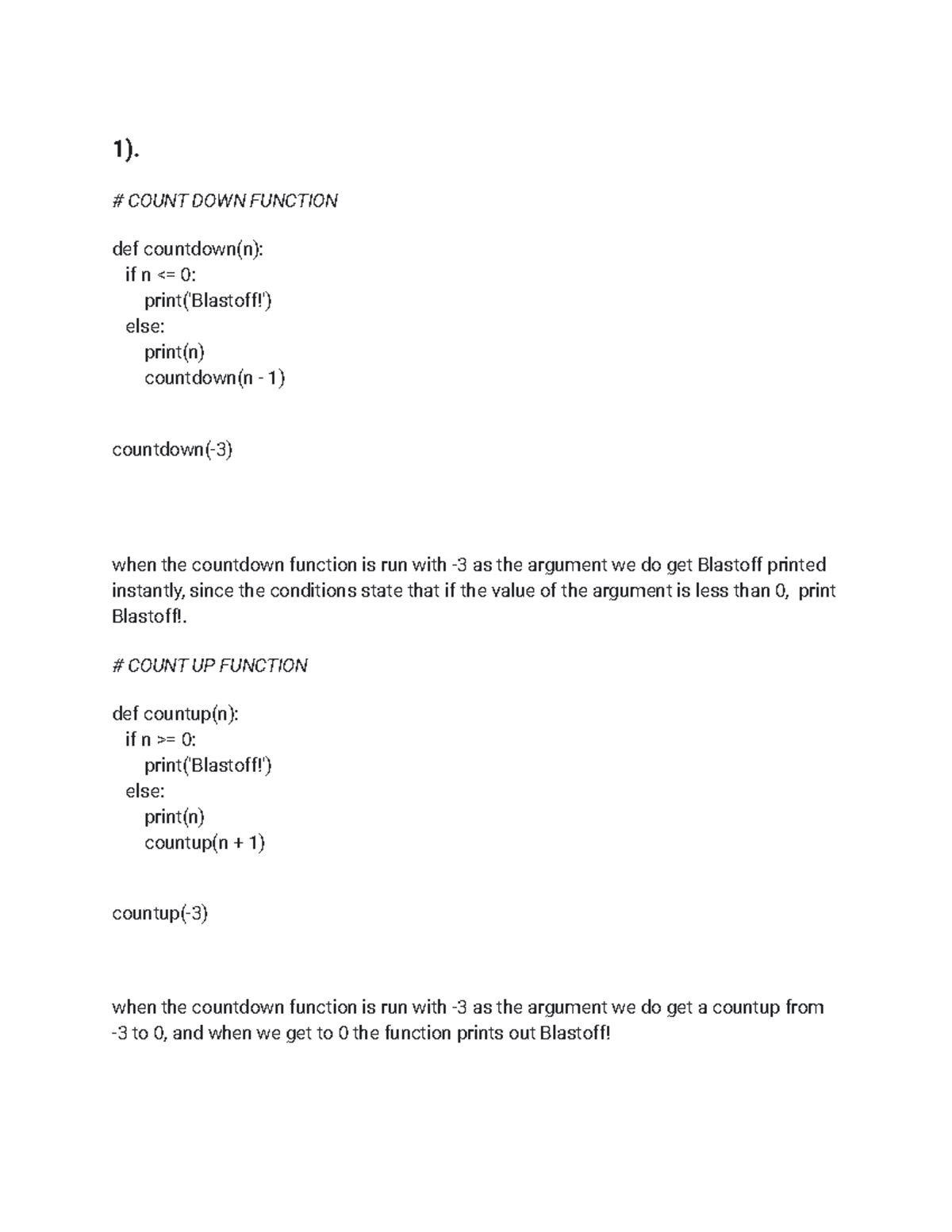 Learning Journal Unit 3 1 Count Down Function Def Countdownn If N