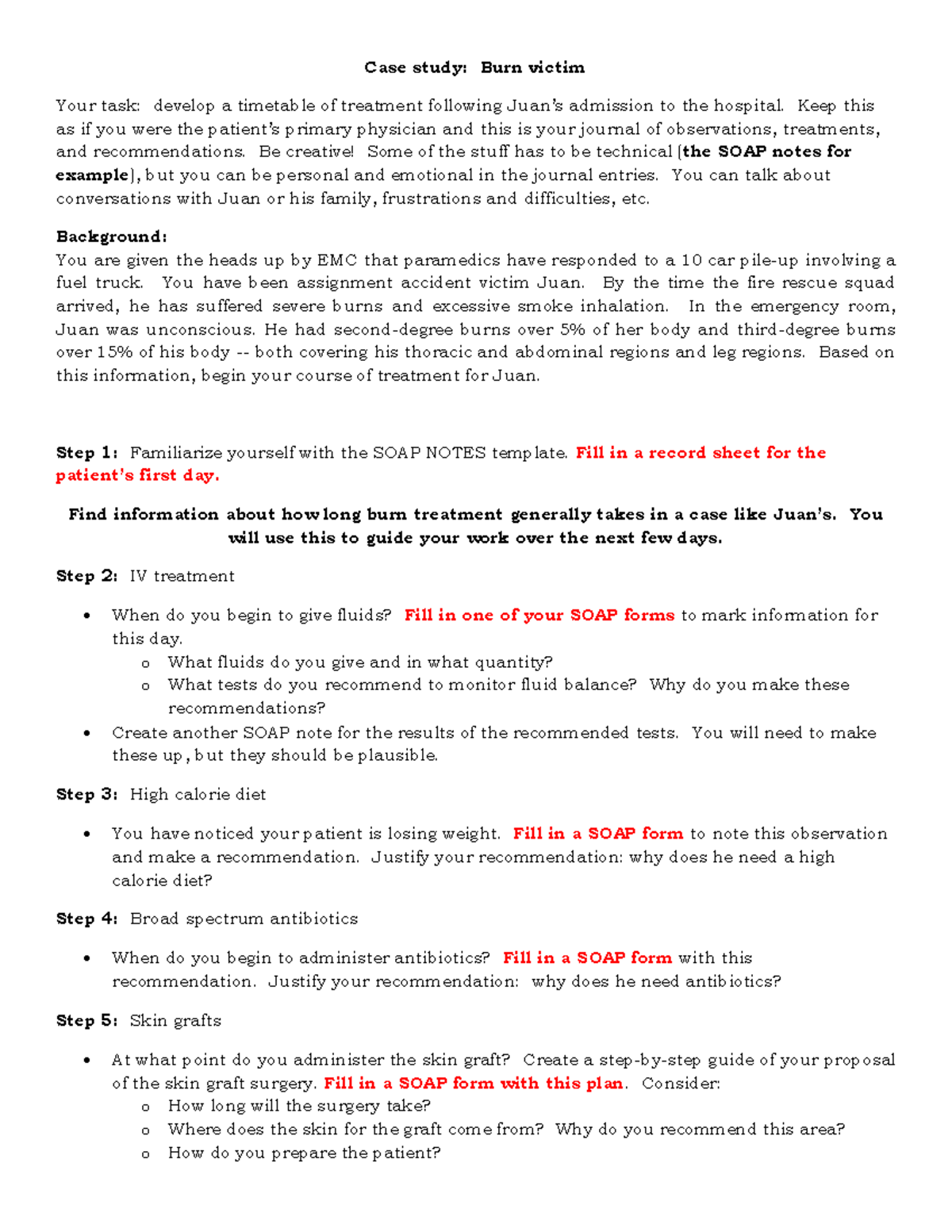 Burn Victim Case Study Project - Case study: Burn victim Your task ...