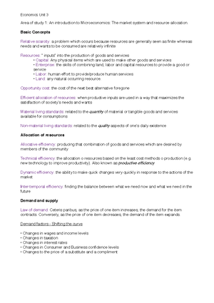 Economics Theory Unit 3 summary with examples - Area of study 1: An ...