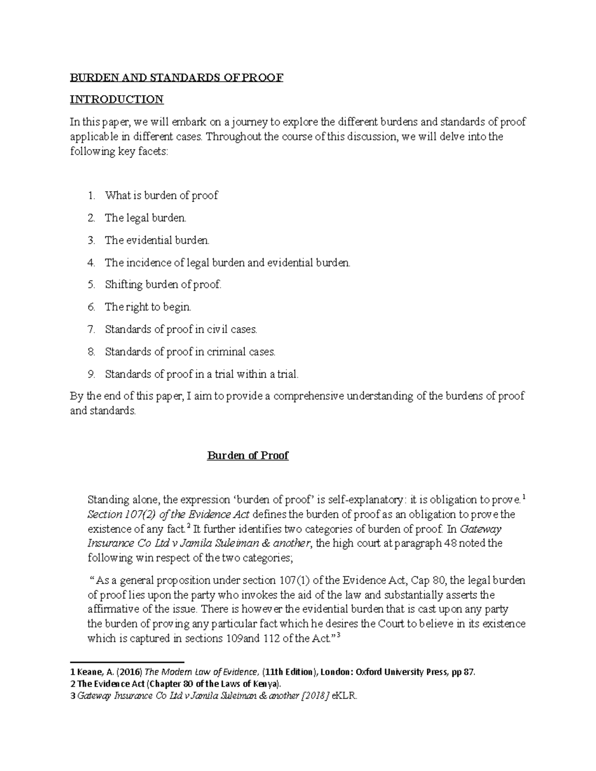 Burden AND Standard OF Proof - BURDEN AND STANDARDS OF PROOF ...