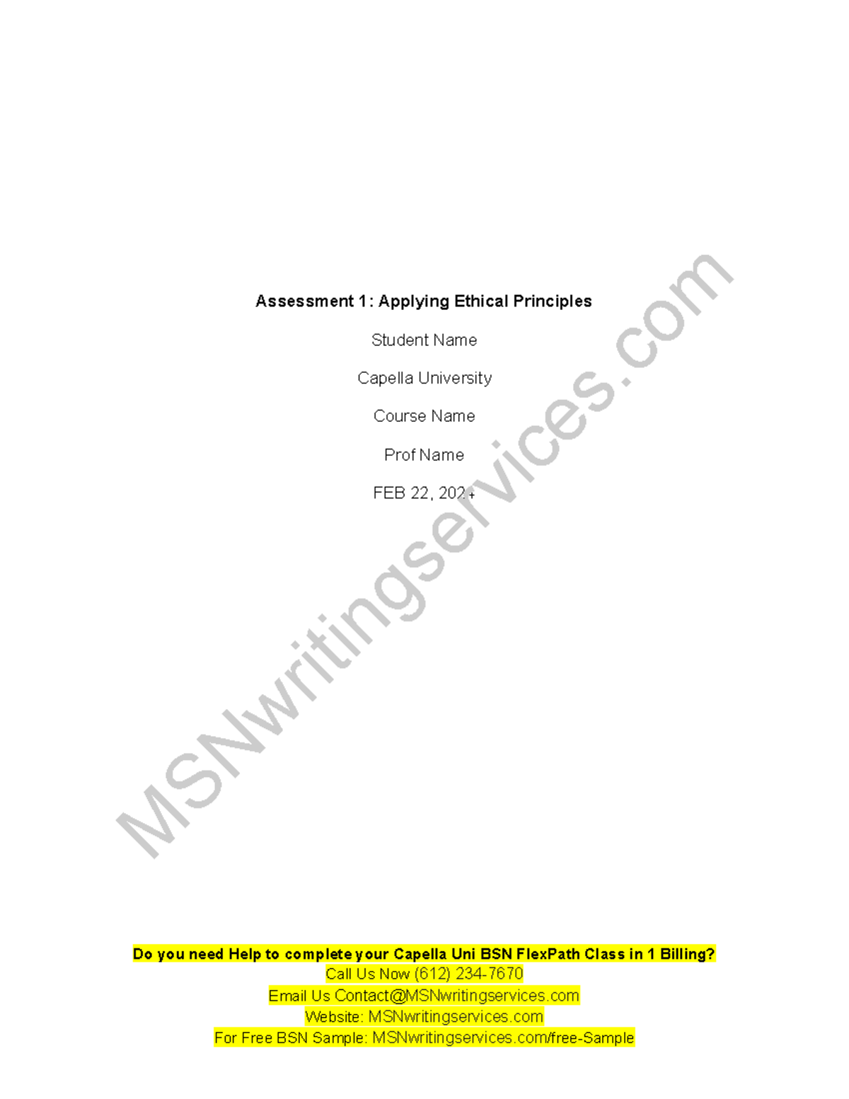 Nhs fpx 4000 assessment 1 applying ethical principles - Assessment 1 ...