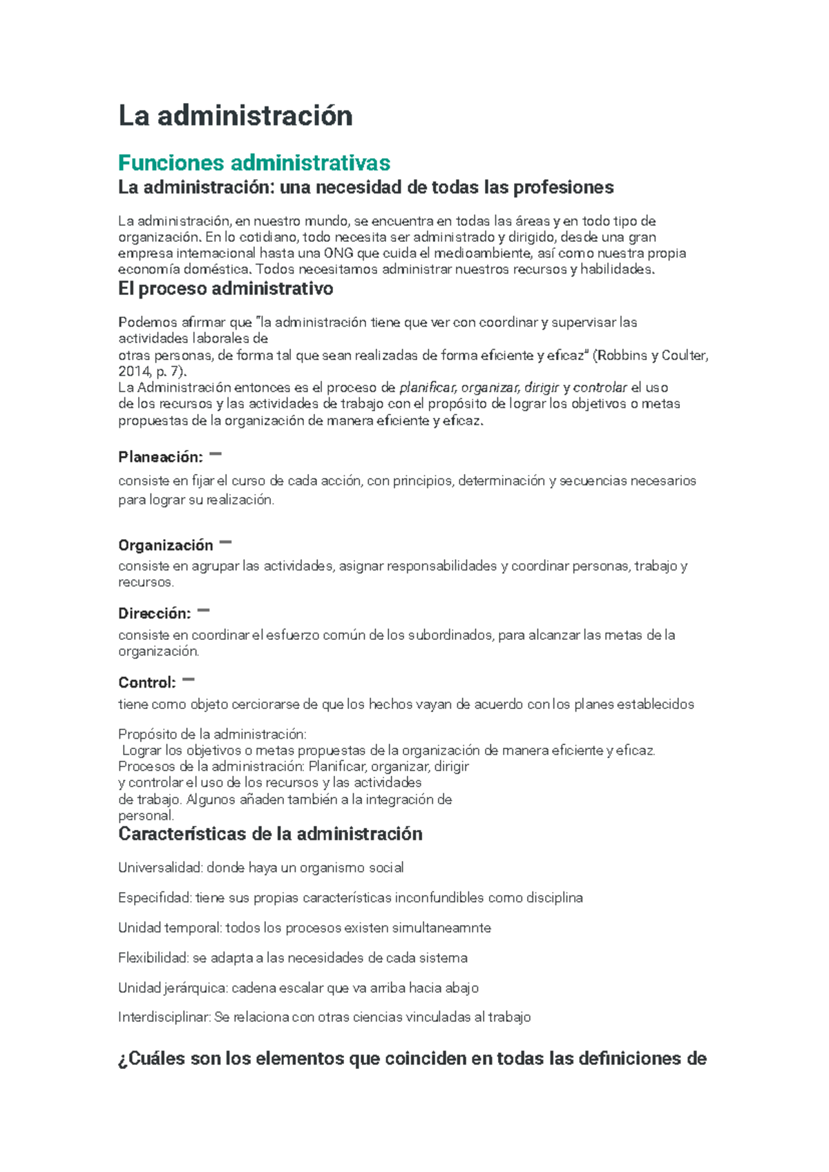La administración resumen - La administración Funciones administrativas ...