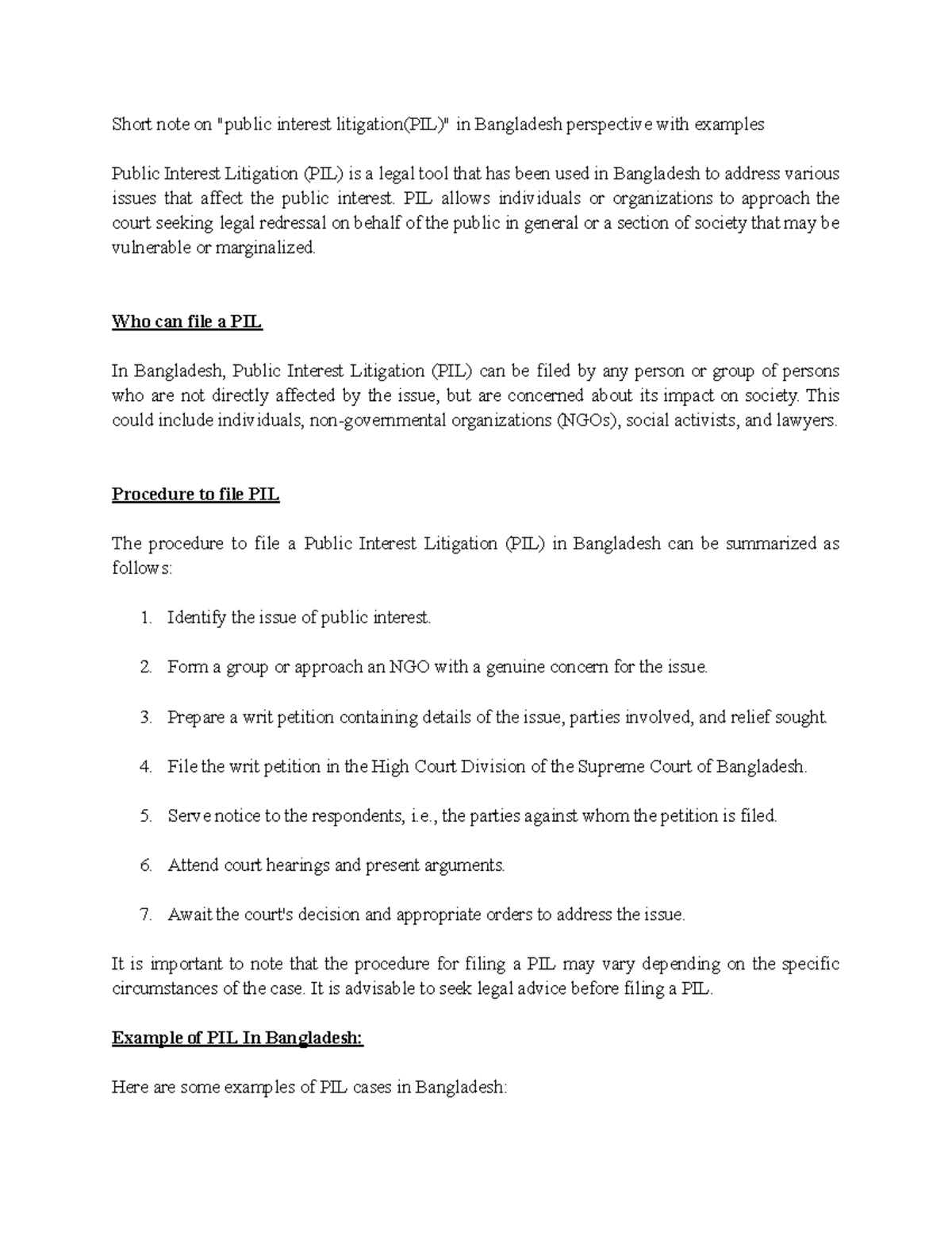 Basic of computer - Short note on "public interest litigation(PIL)" in ...