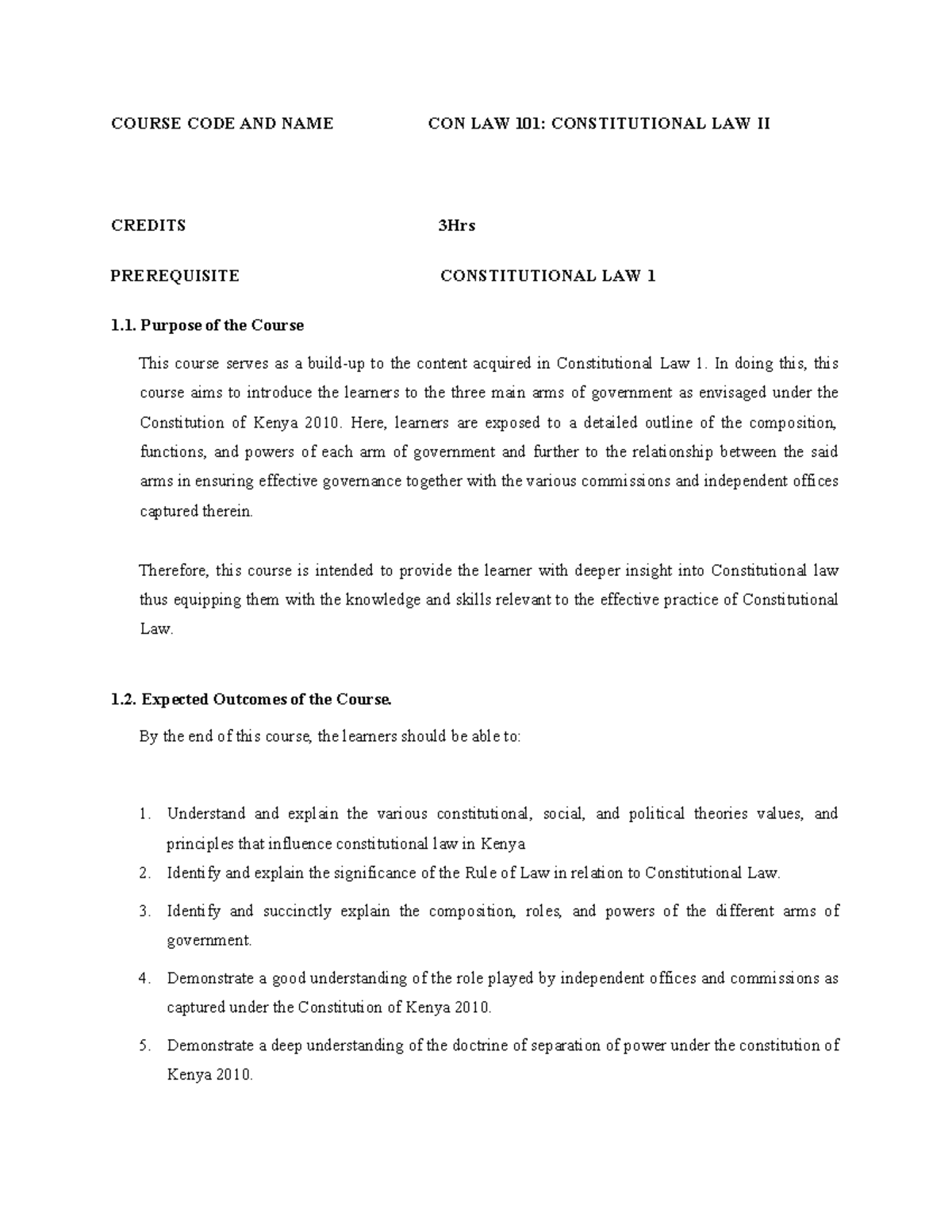 Constitutional Law 2 - outline - COURSE CODE AND NAME CON LAW 101 ...