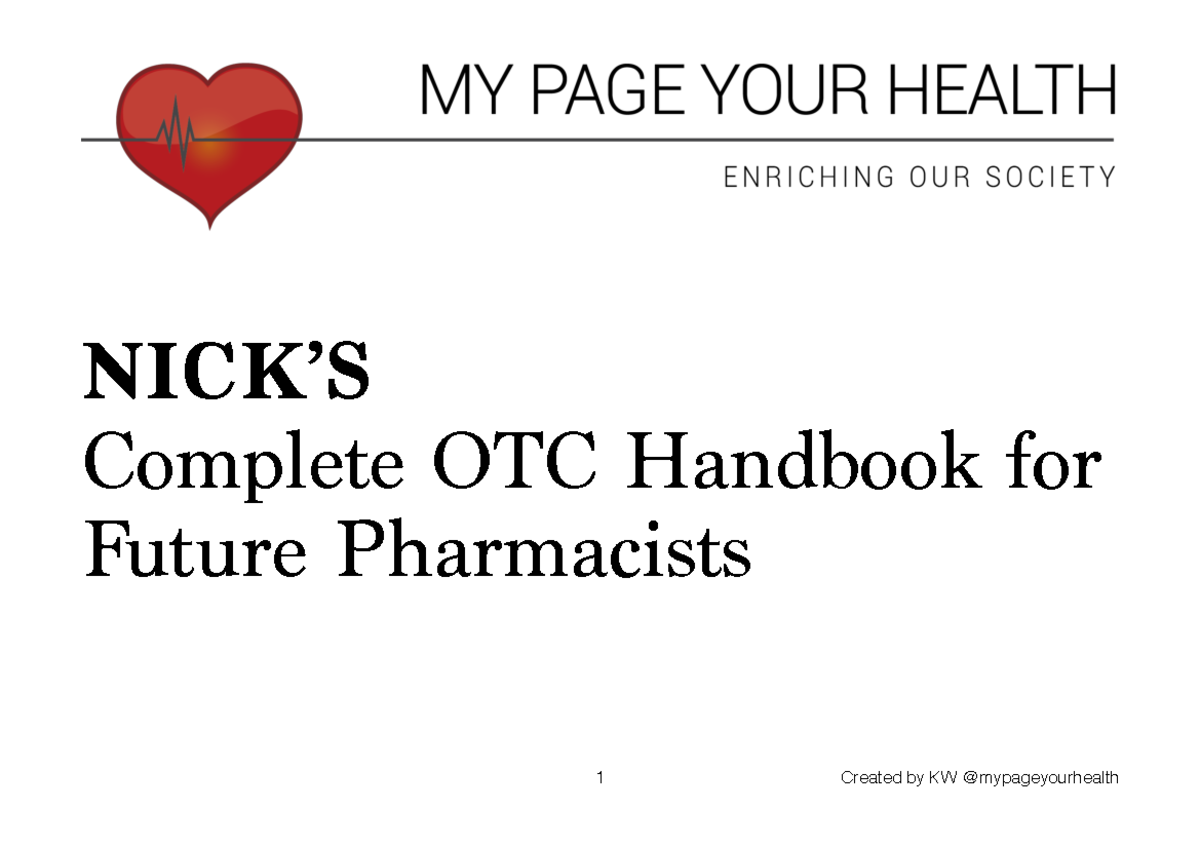 Nicks Complete Otc Handbook Version 2 - NICK’S Complete OTC Handbook ...