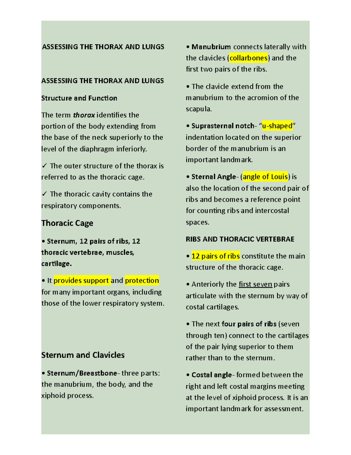 Assessing THE Thorax - ASSESSING THE THORAX AND LUNGS ASSESSING THE ...