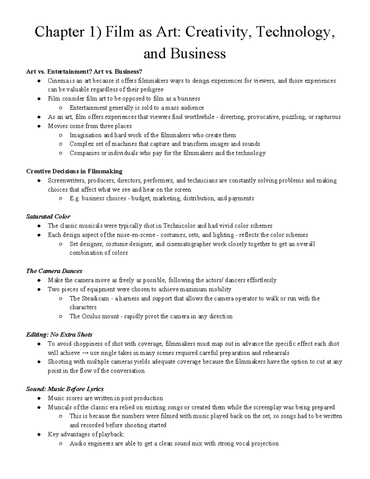 Chapter 1 - Reading notes - Chapter 1) Film as Art: Creativity ...