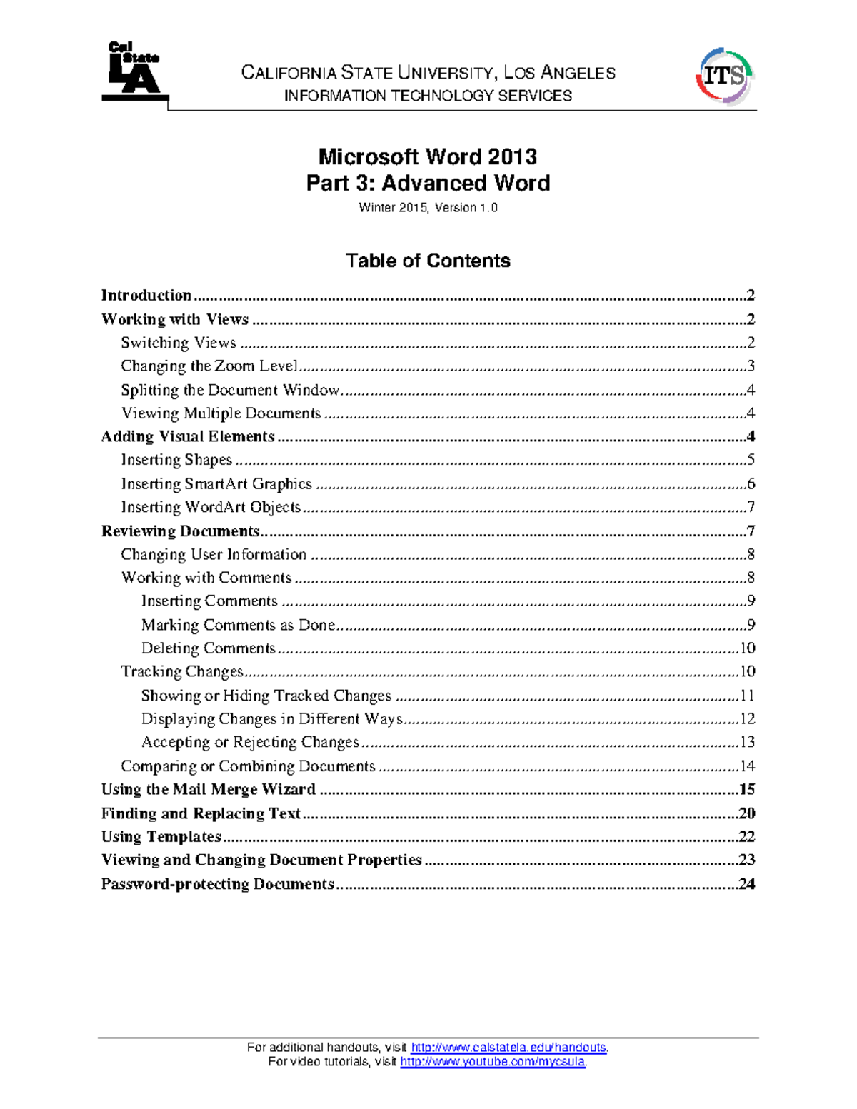 Microsoft Word 2013 Part 3 Advanced - For additional handouts, visit ...